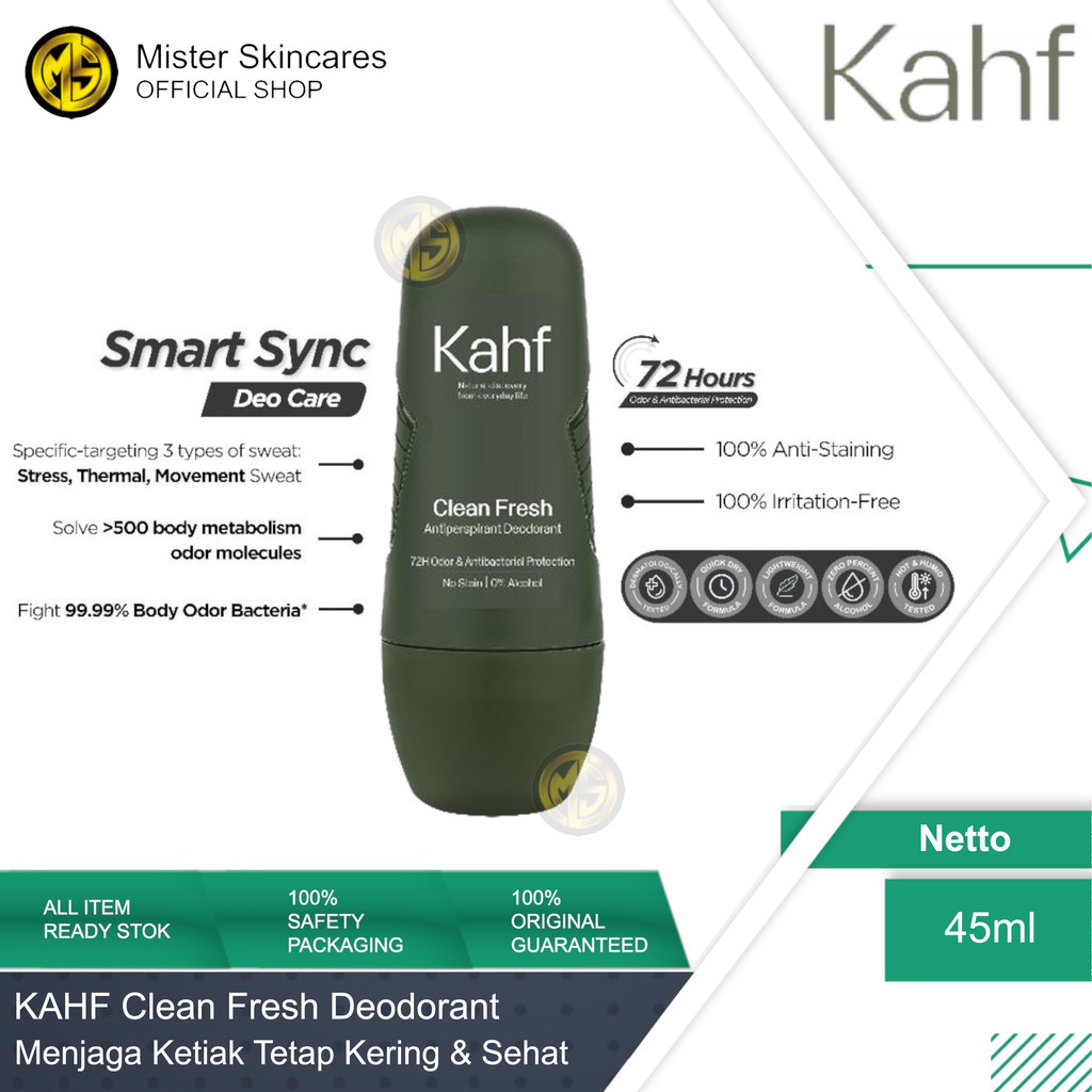 Jual KAHF Clean Fresh Antiperspirant Deodorant Roll On 45 ml ...