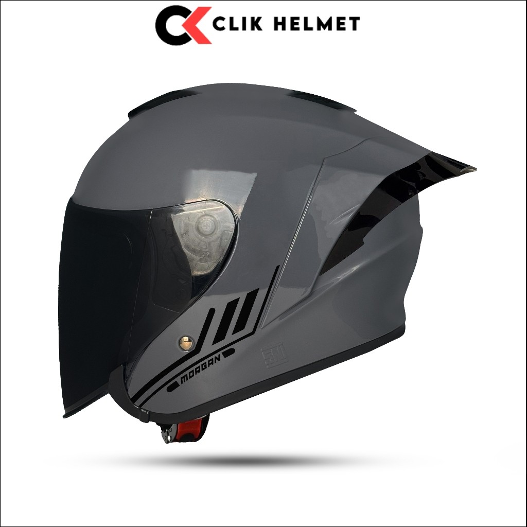 Jual Helm Half Face MJM MORGAN | Grey Glosy Kaca Hitam | Helm Premium ...