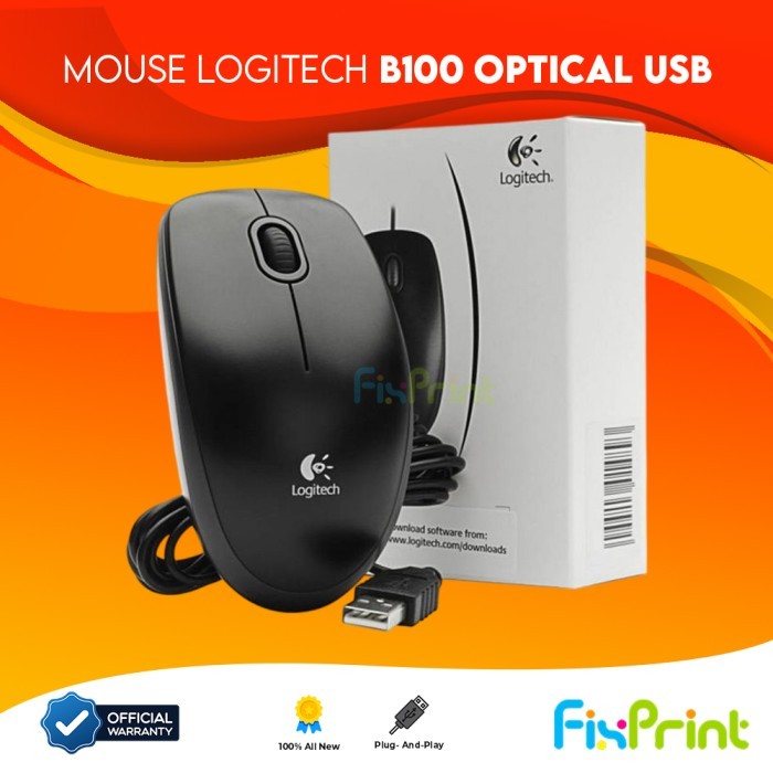 Jual Logitech Mouse Wired B100 Black Optical USB Kabel Mouse Logitech ...