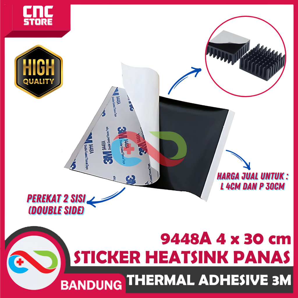 Jual THERMAL ADHESIVE 3M DOUBLE 9448A STICKER HEATSINK PANAS | Shopee ...