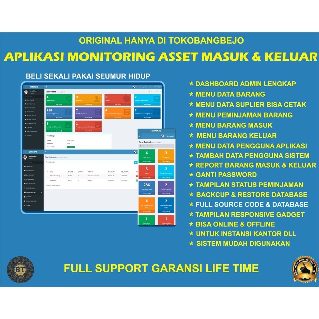 Jual Aplikasi Web Source Code Sistem Informasi Inventaris Monitoring Aset Php 7 Mysqli Lengkap