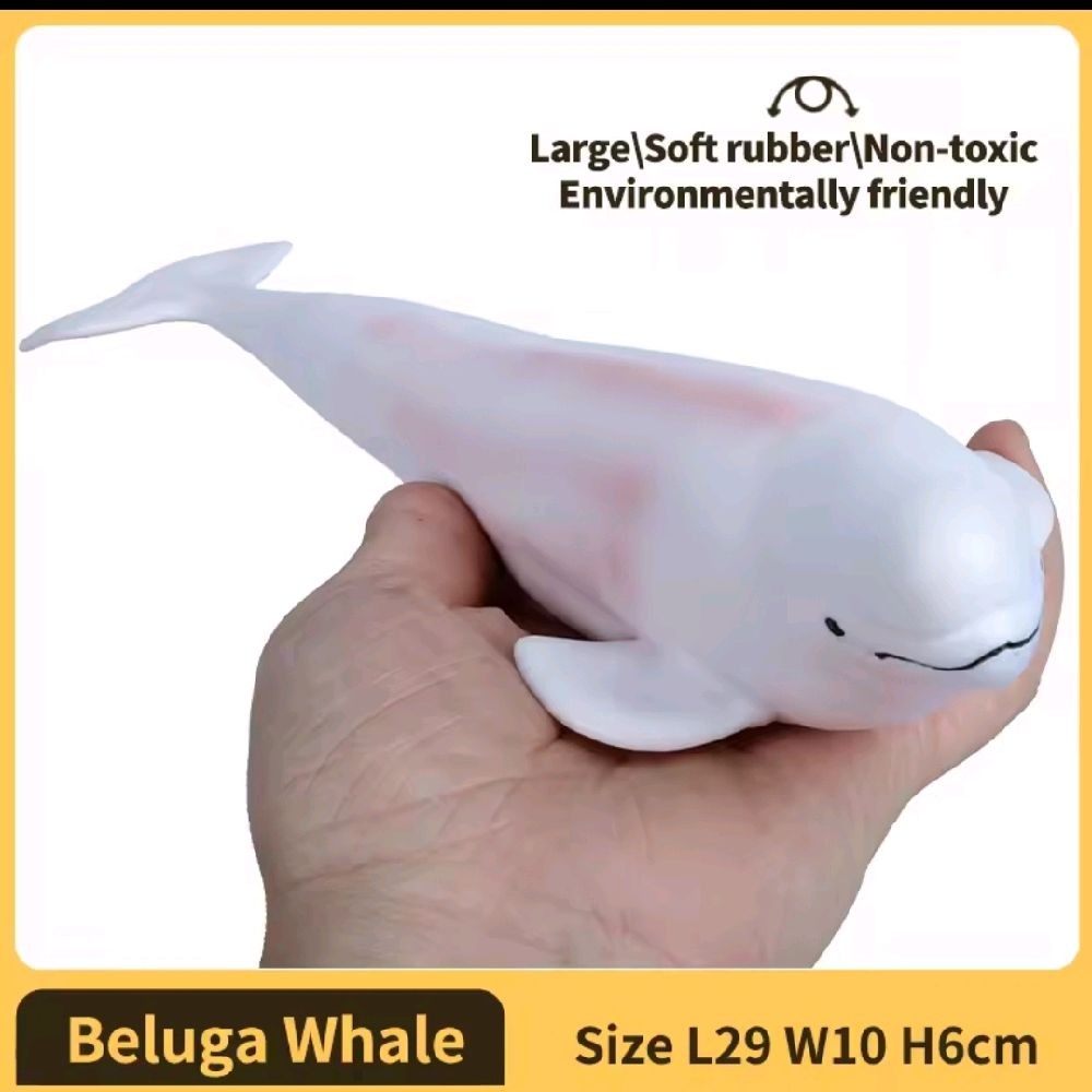 Jual Whale Beluga Mainan Hewan Laut Karet Ikan Paus Beluga / Simulasi ...