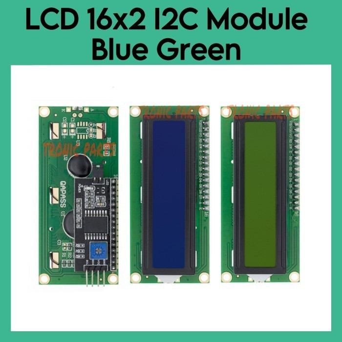 Jual LCD 16x2 I2C Module Blue Green Character Display 1602 Biru Hijau 16x02 | Shopee Indonesia