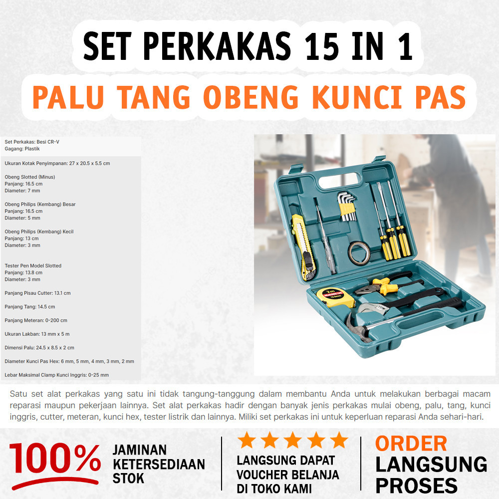 Jual Set Alat Perkakas / Reparasi | Palu Tang Obeng Kunci Pas Cutter ...