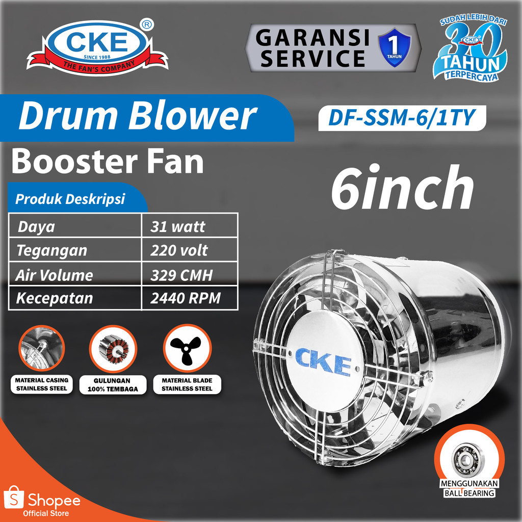 Jual 6" Inch Mini Inline Duct Fan Metal Stainless / Air Booster Exhaust ...
