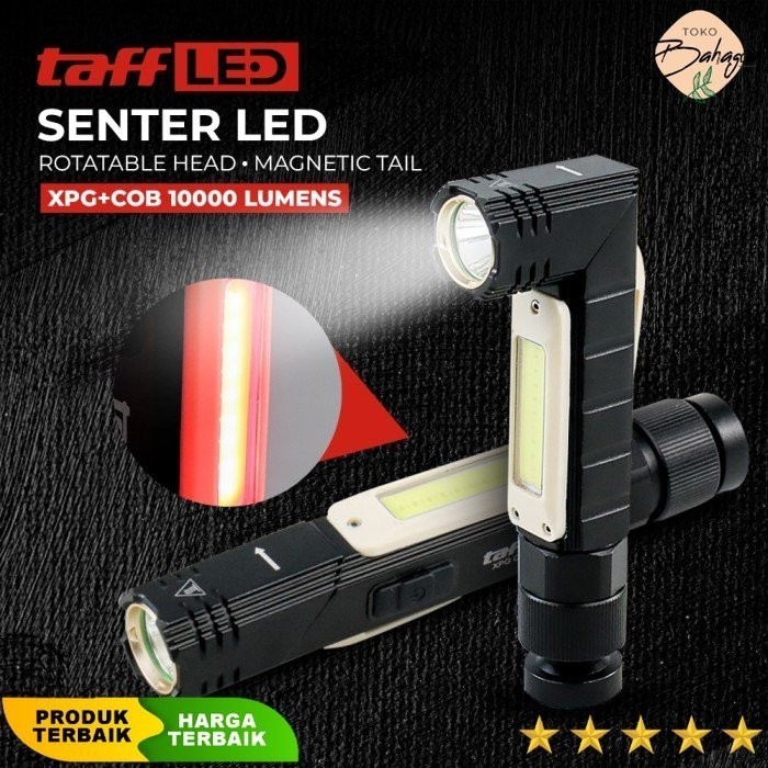 Jual Senter LED Rotatable Head Magnetic Tail XPG+COB 10000 Lumens ...