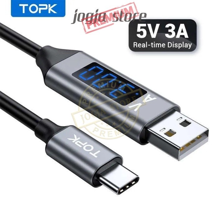 Jual TOPK Kabel Charger Micro USB / Type C + LCD Display Volt Ampere ...