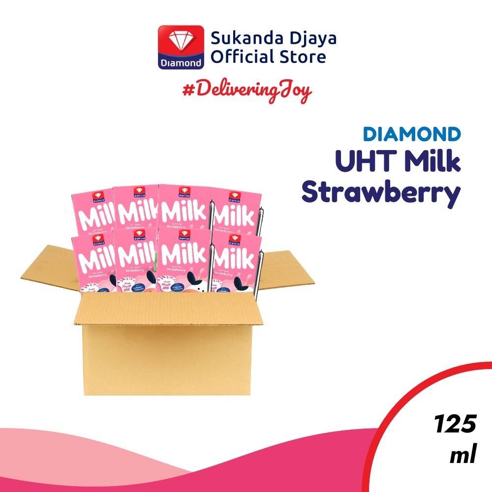 Jual Diamond Milk Susu UHT Strawberry 125 ML 1 Karton | Shopee Indonesia