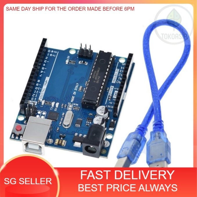 Jual UNO R3 Board ATmega328P ATMEGA16U2 with USB Cable for Arduino | Shopee Indonesia