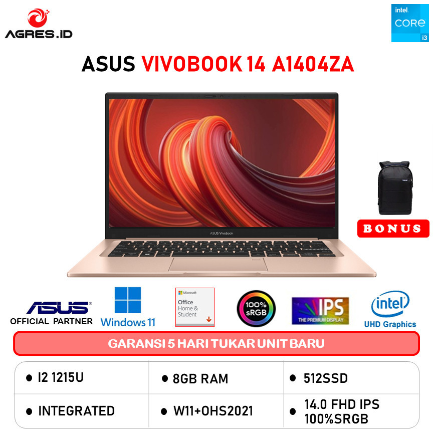 Jual ASUS VIVOBOOK 14 A1404ZA I3 1215 8GB 512GB W11+OHS 14.0FHD IPS ...