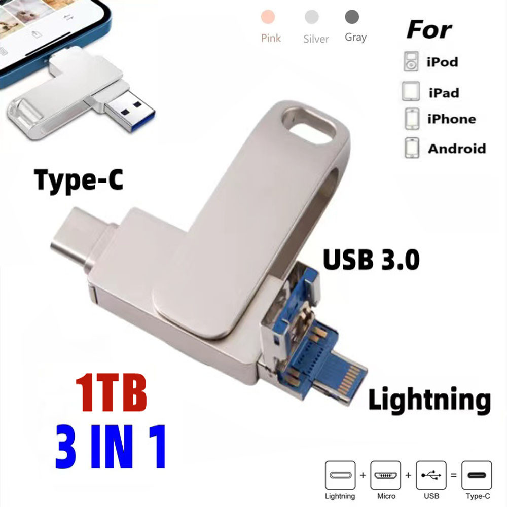 Jual IOS OTG 1TB Flash Drive 3 IN 1 Rotation Pen Drive for iPhone ...