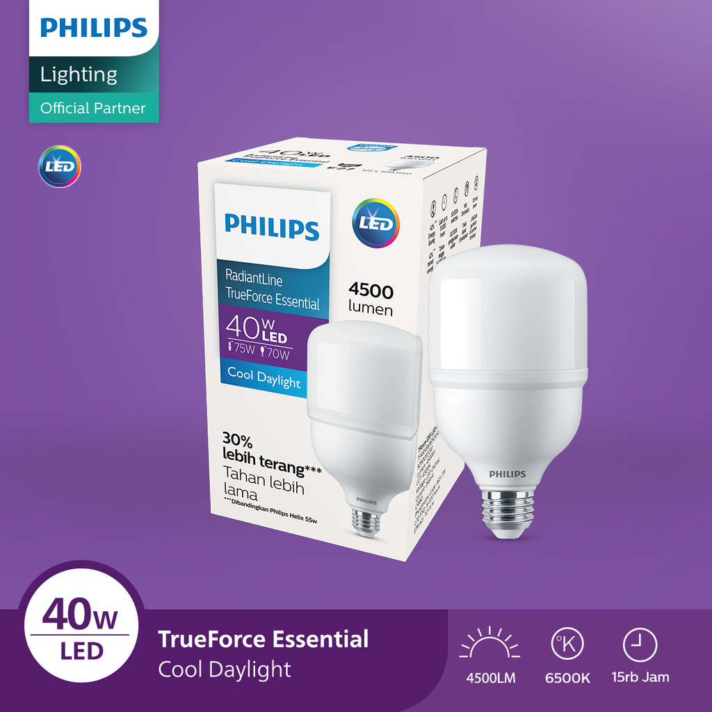 Jual Lampu Philips Bohlam Radiantline TrueForce Essential 40W Putih | Shopee Indonesia