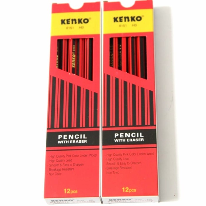 Jual Pensil HB 6151 HB (Merah Strip Hitam + Penghapus) KENKO | Shopee ...