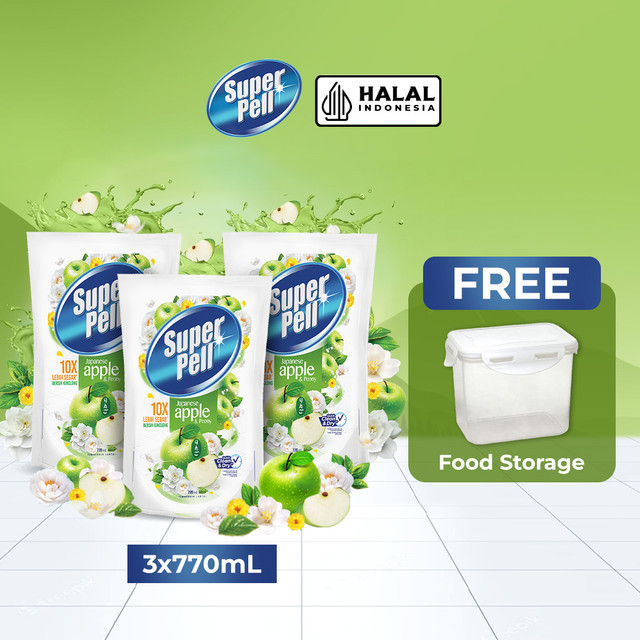 Jual Beli 3 Superpell Japanese Apple & Peony 770 mL Gratis Food Storage ...