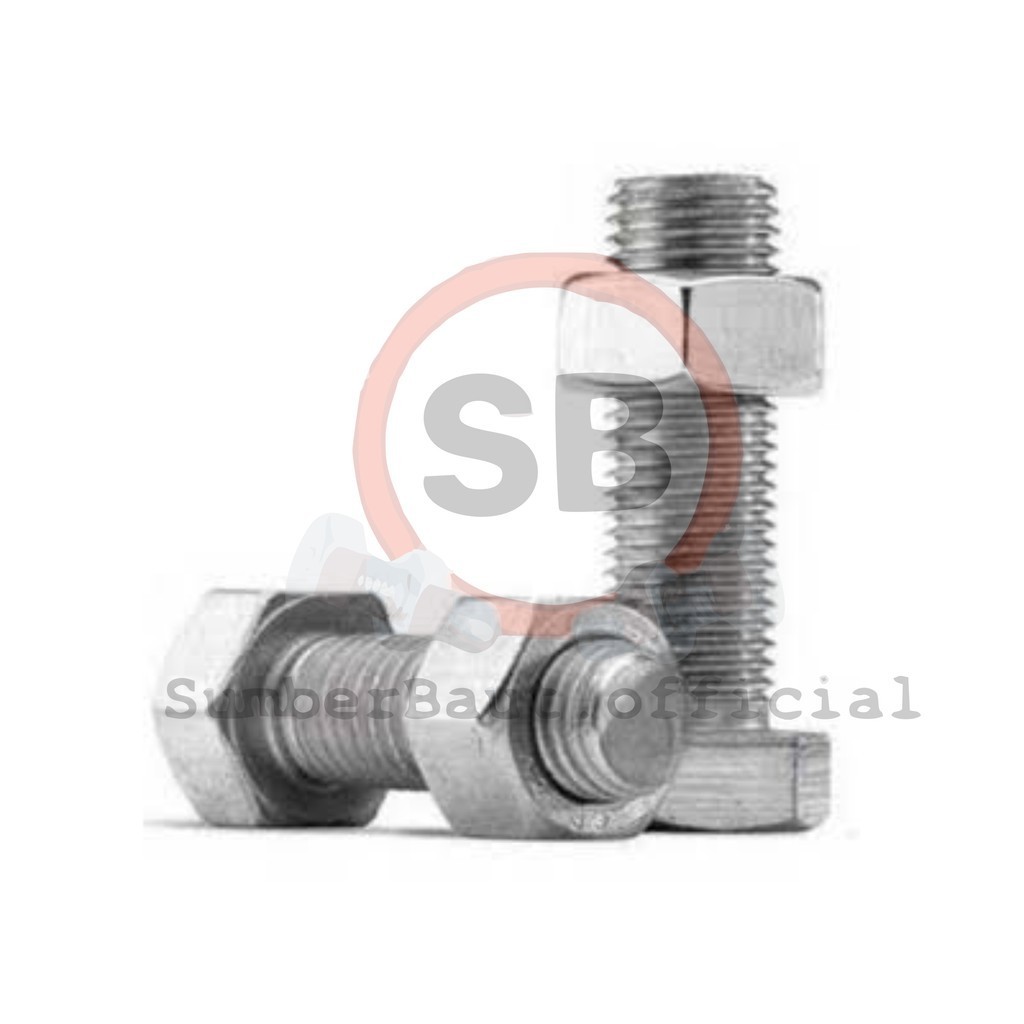Jual 3/8" x 4" Baut Mur Hexagon Stainless Steel 304 Drat Kasar Inchi ...