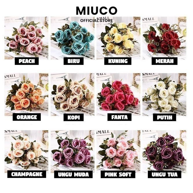 Jual MIUCO - Bouquet bunga P41 MAWAR Artifisial Dekorasi | Shopee Indonesia