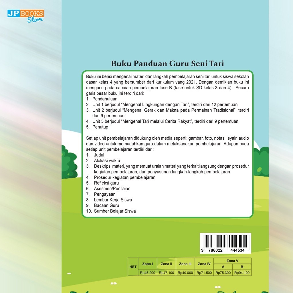 Jual JP Books – (KURIKULUM TERBARU) Buku Guru / Buku Teks HET Kurmer Sekolah Seni Tari SD Kelas ...