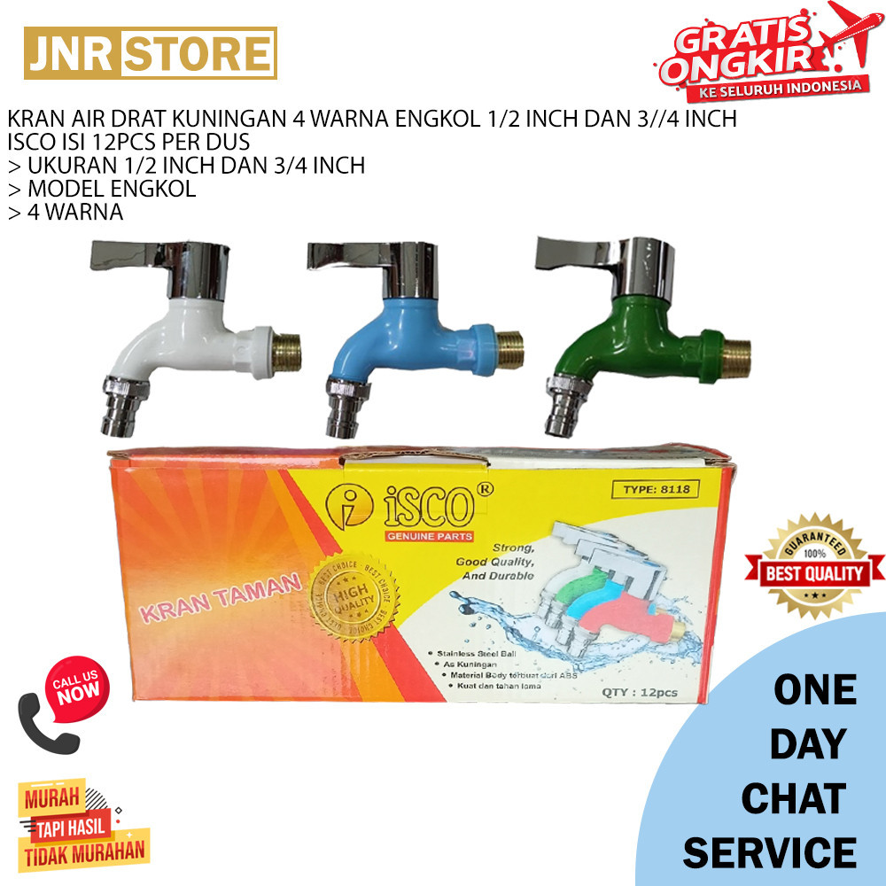 Jual KRAN AIR DRAT KUNINGAN 4 WARNA ENGKOL 1/2 INCH DAN 3//4 INCH ISCO ...