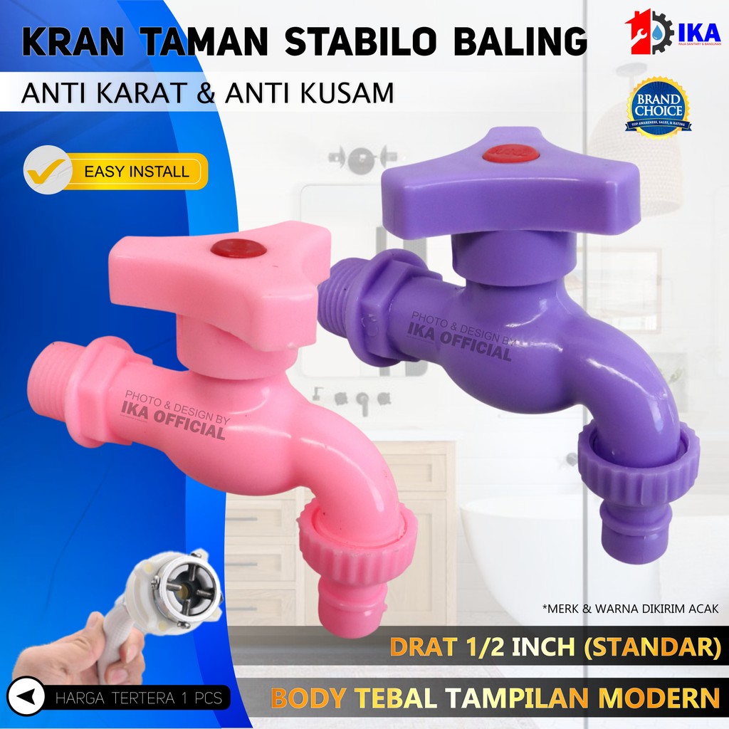 Jual Kran Air Plastik Warna STABILO BALING TAMAN 1/2” / Kran Air Tembok ...