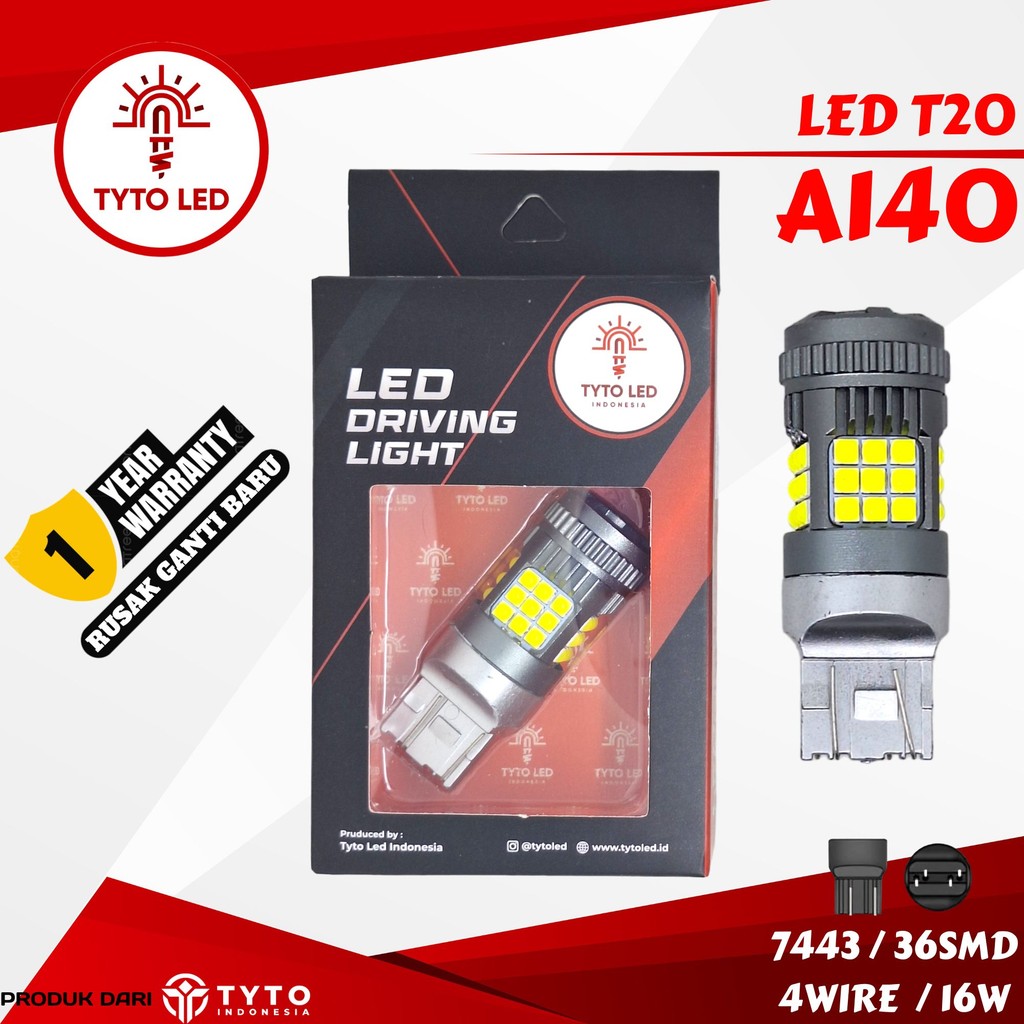 Jual TYTO LED A140 Lampu Senja Sen Mundur Rem Mobil Soket T20 7443 36SMD 16Watt Dc 12v | Shopee ...