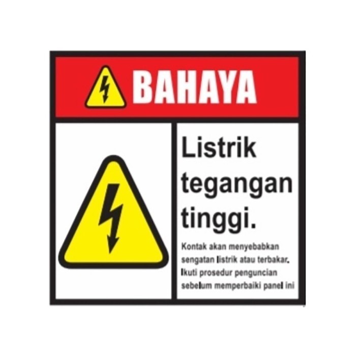 Jual STIKER VINYL BAHAYA LISTRIK TEGANGAN TINGGI Uk. 20x20 CM SIGN ...