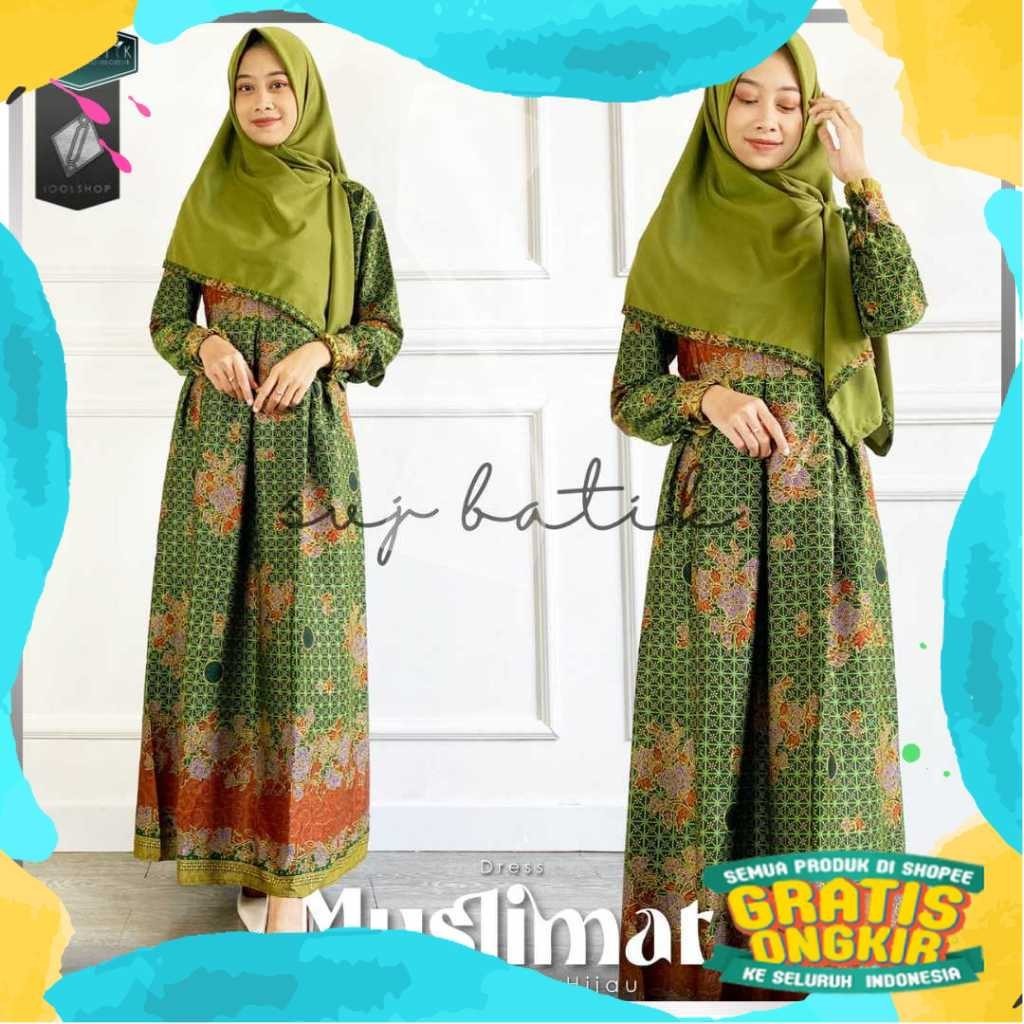 Jual GAMIS MUSLIMAT NU 2024 DRESS BATIK HIJAU PENGAOSAN FATAYAT SERAGAM ...