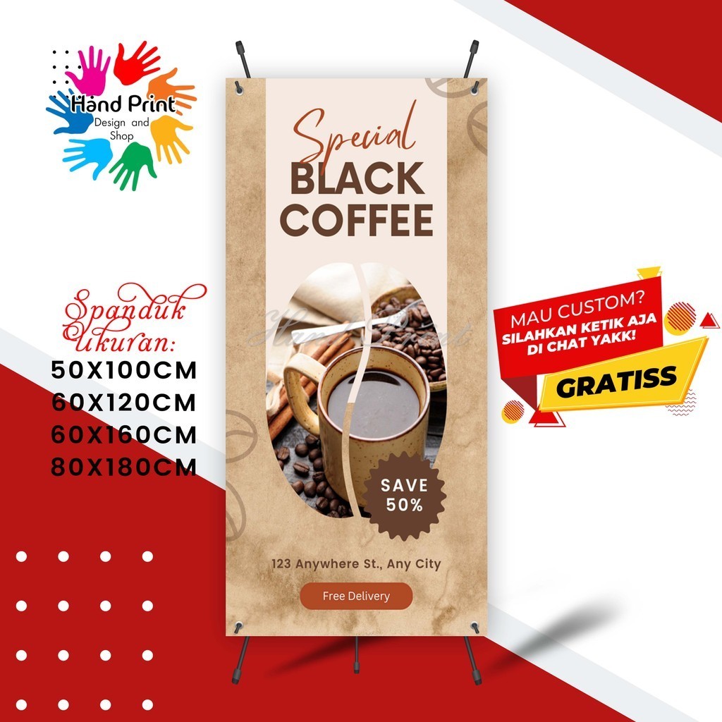 Jual Cetak Spanduk Banner Jualan Es Kopi Susu Iced Coffee B MMT Spanduk ...