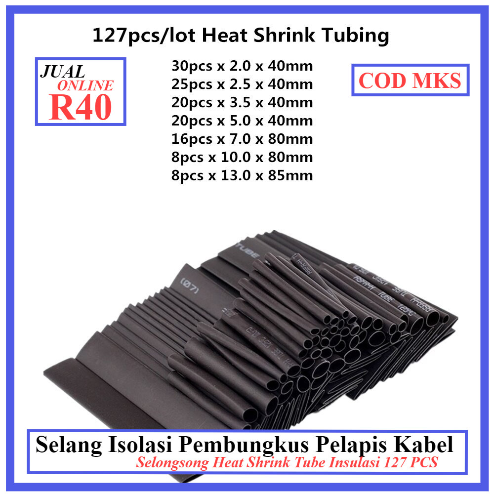 Jual 127 PCS - Hitam Selang Isolasi Bakar - Kabel Bakar - Karet Cover ...