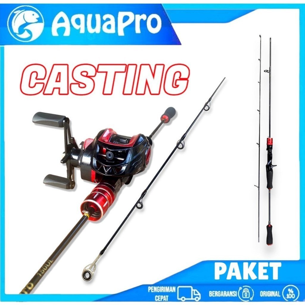 Jual 1 Set Joran Casting Lure UL Super Red Fishing Action Ultra-Light Joran Pancing Baitcasting ...