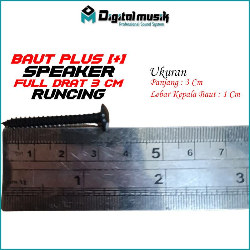 Jual Baut Speaker Panjang 3cm 10 Pcs Full Drat Kepala Plus + Hitam Anti ...