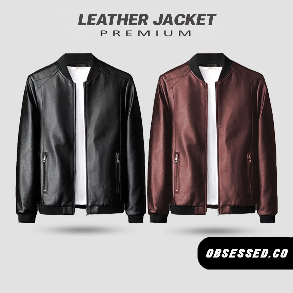 Jual Jaket Kulit Bomber Pria Bahan Vienna Tahan Air dan Tahan Angin ...