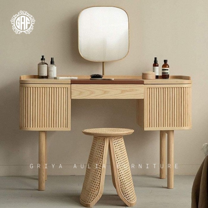 Jual Meja rias salur kayu jati stool unik dudukan kombinasi rotan ...