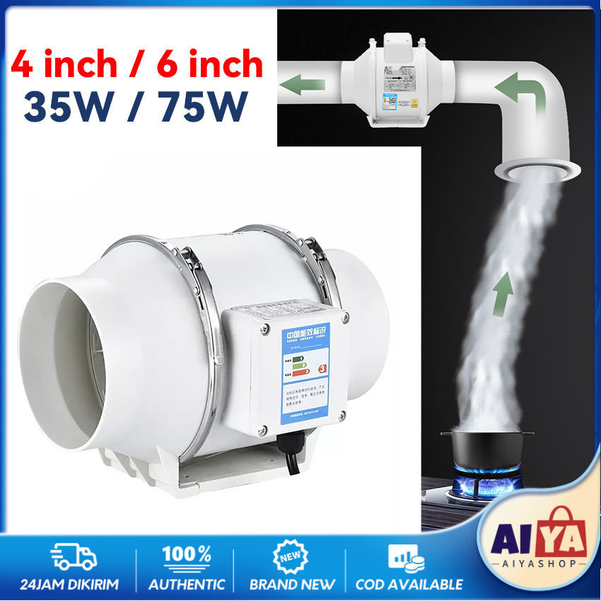 Jual 4/6 Inch Inline Duct Fan Booster Exhaust Blower Air Cooling Vent ...