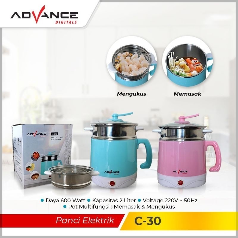 Jual Panci listrik + kukusan C30 Advance Kapasitas 2liter multifungsi 600w UG5 | Shopee Indonesia