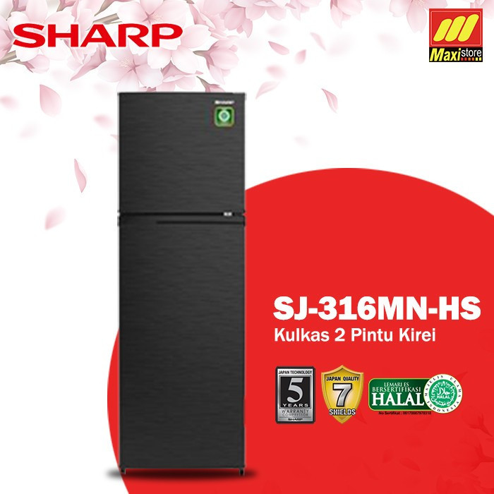 Jual SHARP SJ-316MN HS Kulkas 2 Pintu [256 L] Kirei Series Low Watt | Shopee Indonesia