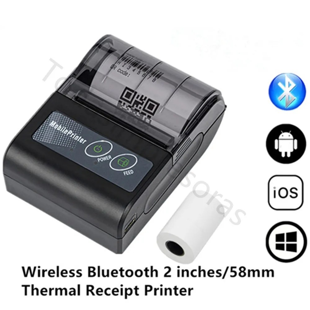 Jual Mini Portable Thermal Printer Wireless Receipt Printer 58mm Ink-free USB BT ESC/POS Windows ...