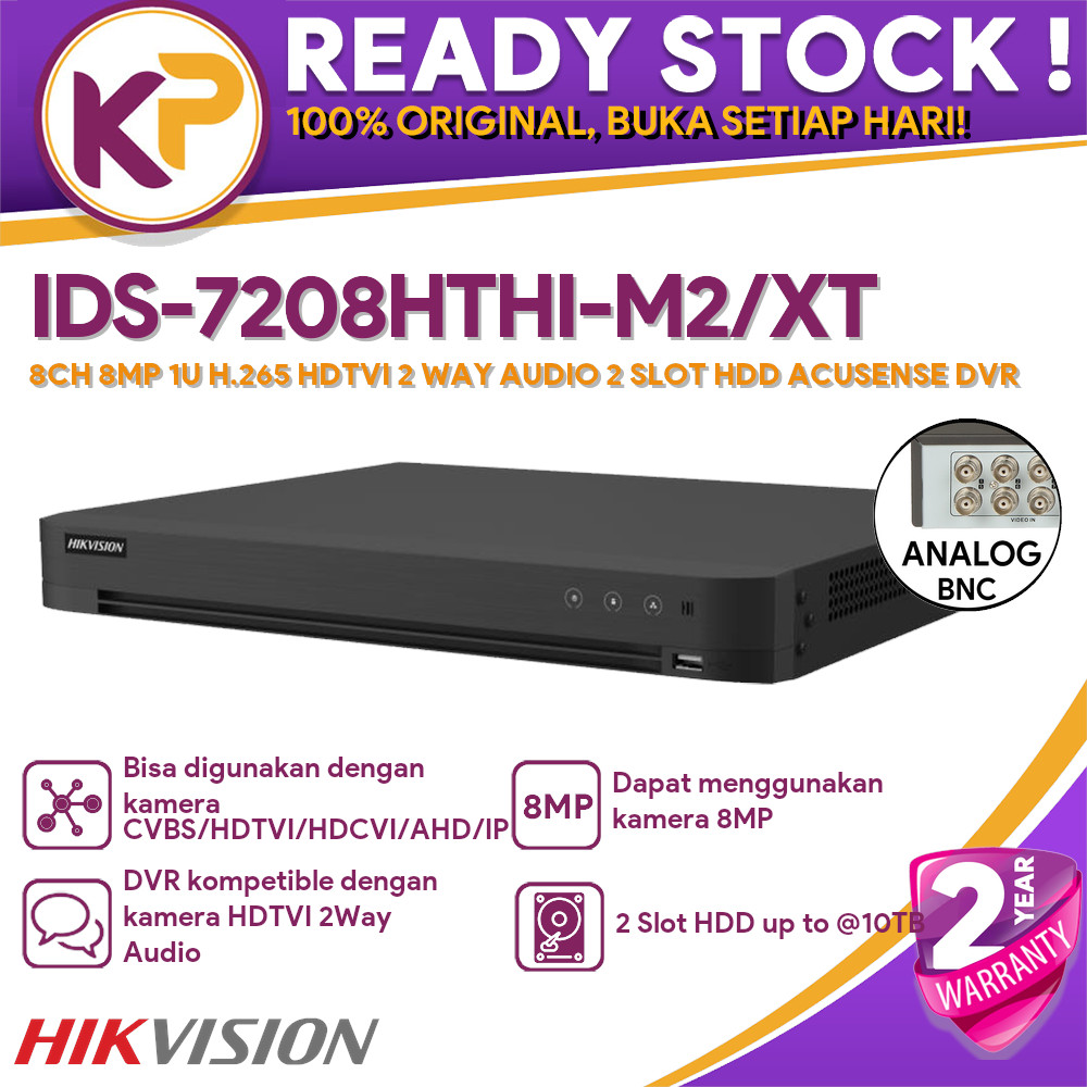 Jual HIKVISION IDS-7208HTHI-M2/XT 8CH 8MP 1U H.265 HDTVI 2 WAY AUDIO 2 ...