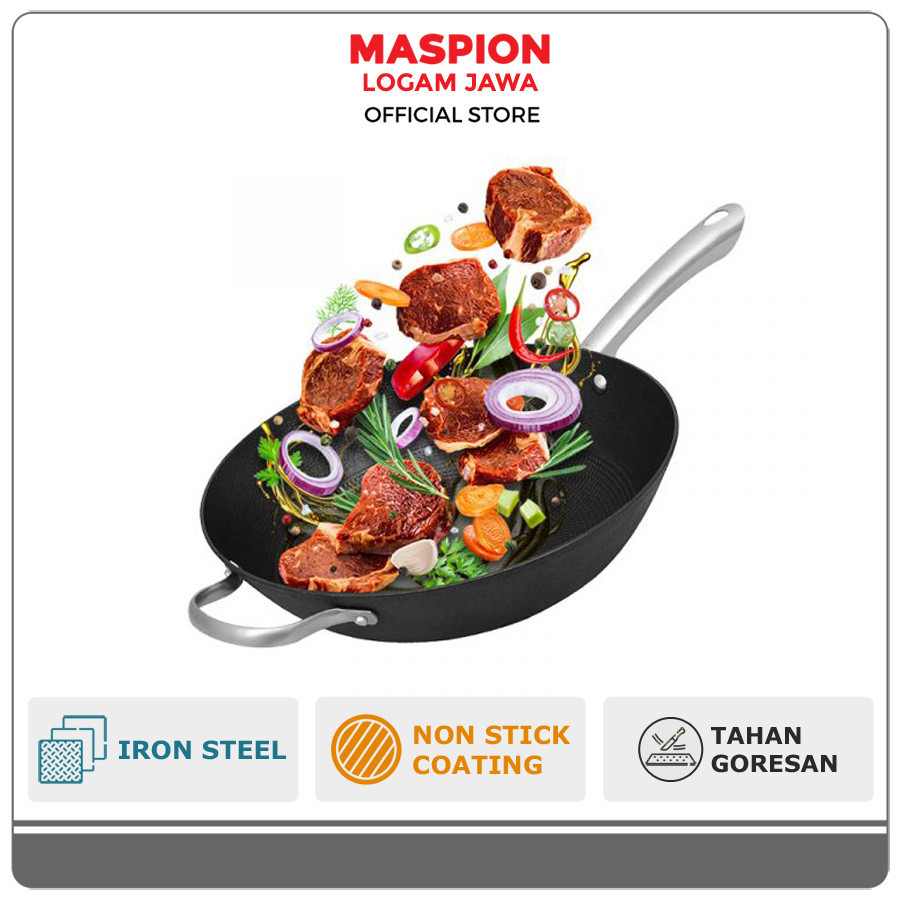 Jual Maspion Maslon Wajan Anti Lengket Hexa Wok With Helper Handle 32 ...