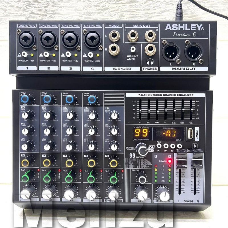 Jual Mixer Ashley Premium 6 Original 6 Channel Bluetooth - USB With Soundcard Termurah | Shopee ...