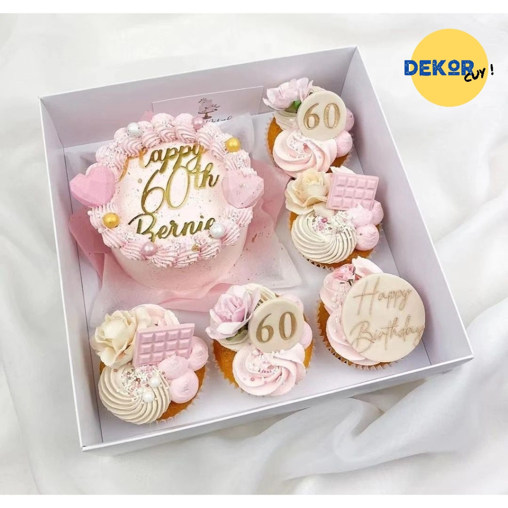 Jual BOX KUE BENTO + 5 CUPCAKE box packaging kue ulang tahun hampers ...