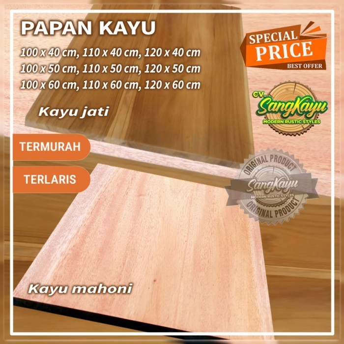 Jual Papan kayu jati asli 120x60 papan ambalan wooden board bahan daun ...