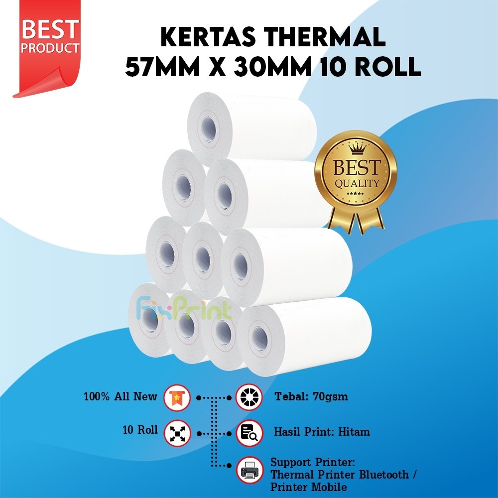 Jual Kertas Kasir Nota Pembelian Thermal ukuran 57mm x 30mm Printer ...