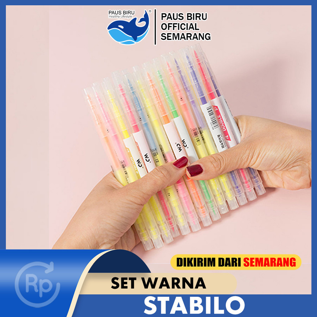 Jual PAUS BIRU - HIGHLIGHTER STABILO WARNA WARNI ISI 6PCS 2IN1 2 ARAH ...