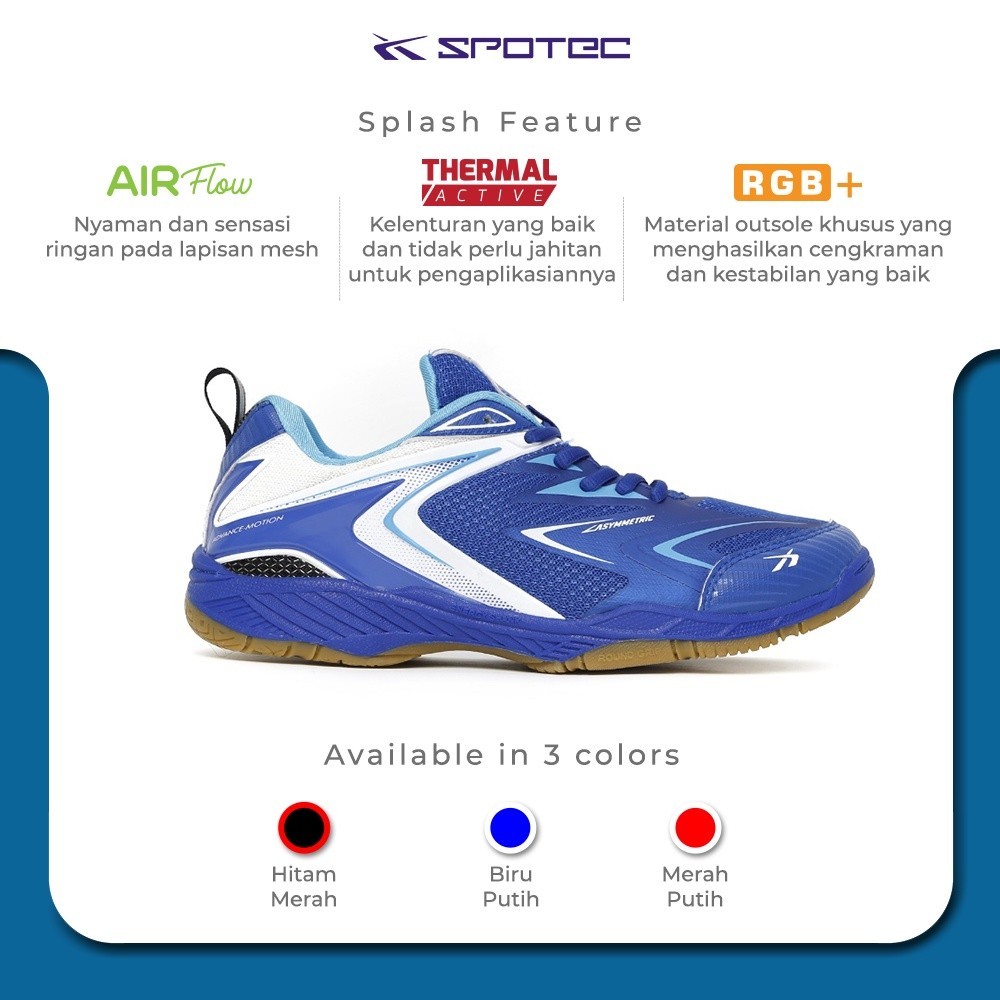 Jual Spotec Sepatu Bulutangkis Badminton Shoes Splash Biru - Putih ...