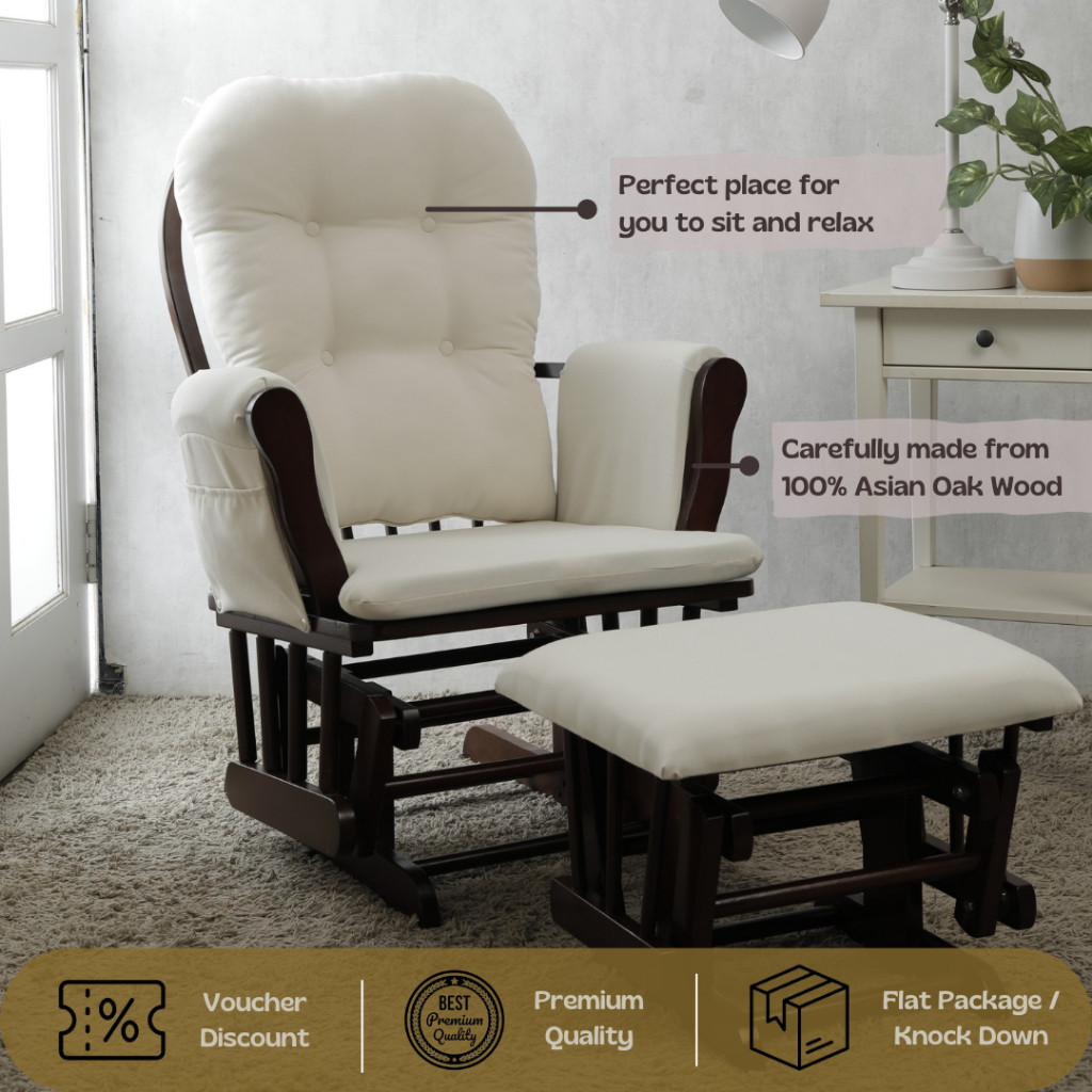 Jual Americana Rocking Chair Kursi Menyusui Sandaran Kayu Coklat Oval ...