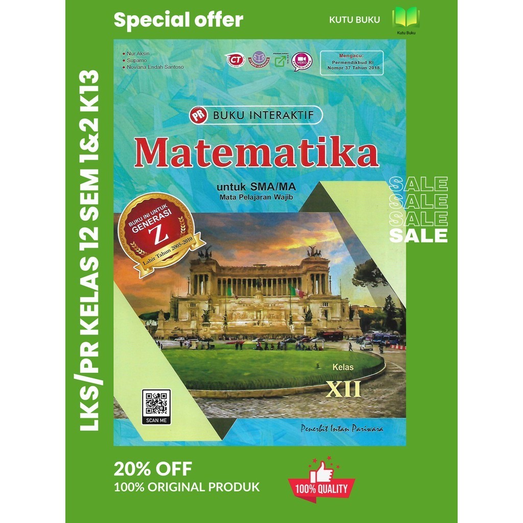 Jual Buku Pr/Lks Matematika Wajib K13 SMA/MA Kelas 12 Semester 1&2 Intan pariwara Tahun 2024 ...