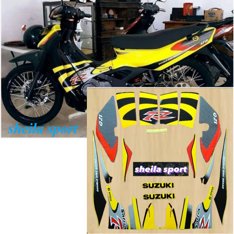 Jual Striping Suzuki Satria hitam kuning tahun 2001 2002 stiker lis ...