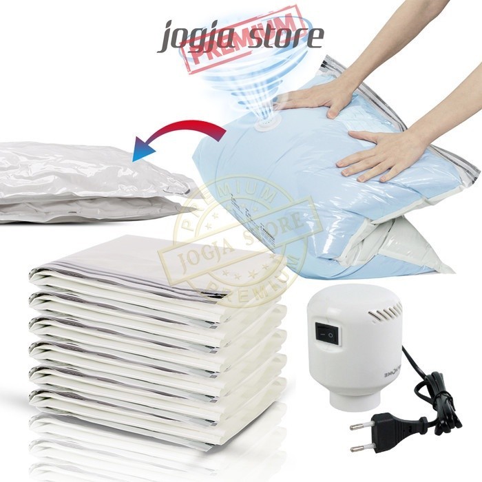 Jual 5 Pcs Plastik Vacum Baju & Pompa Elektrik Kantong Vacuum Packing Tempat Pakaian Travel ...