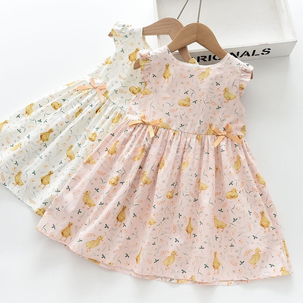 Jual Dress anak perempuan lengan pendek - katun - flower duck - yellow ...