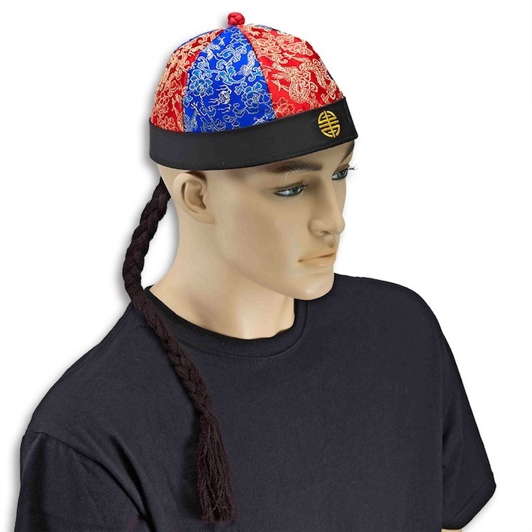 Jual Kostum Tradisional Cina Wig Topi Tiongkok dengan Kepang | Shopee ...